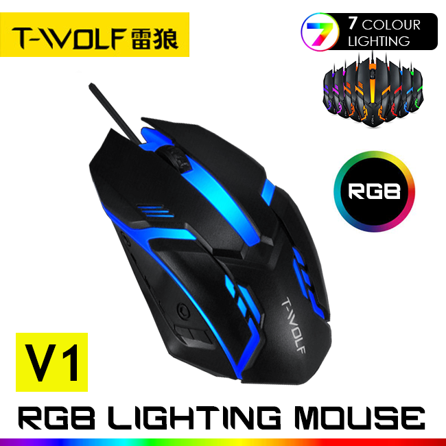 T-Wolf V1 Office Wired Colorful Light Mouse - Neton Tech